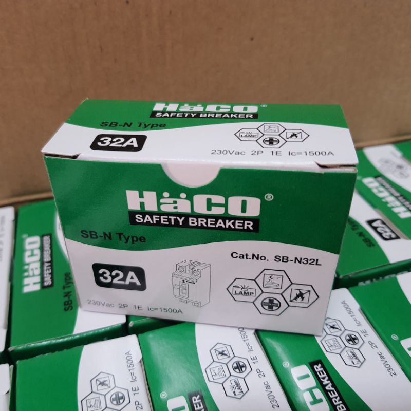 safety breaker "HACO" 2P 32A เซฟตี้เบรคเกอร์รุ่นSB-N32L ของแท้ | Shopee Thailand