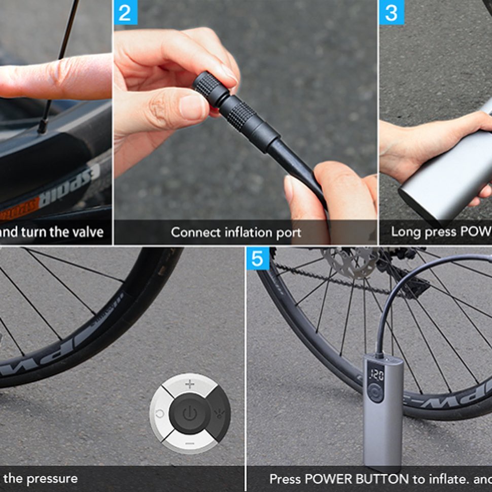 สูบลมจักรยานไฟฟ้า Cycplus Air Pump A8 แรงดันสูง 150 Psi เสือหมอบ ...