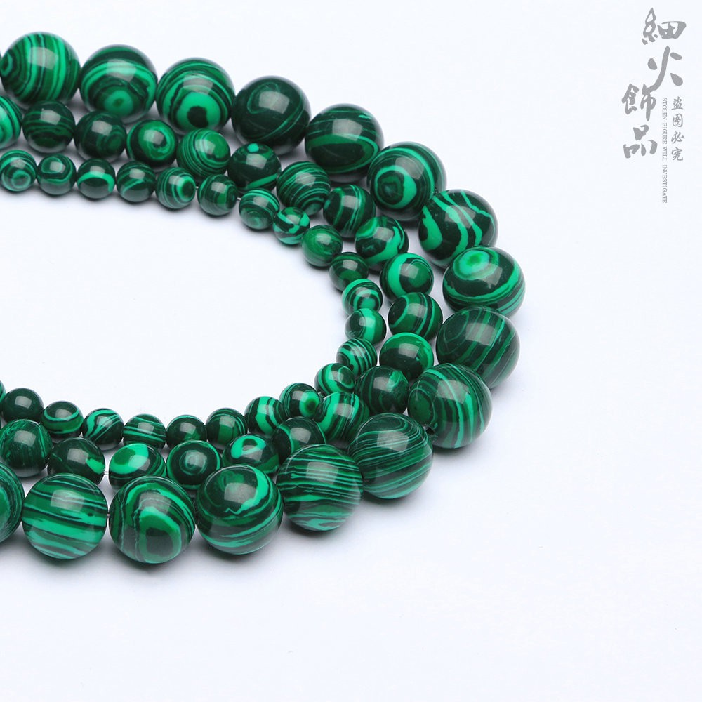 Malachite synthetic malachite round bead semi-finished product diy ...