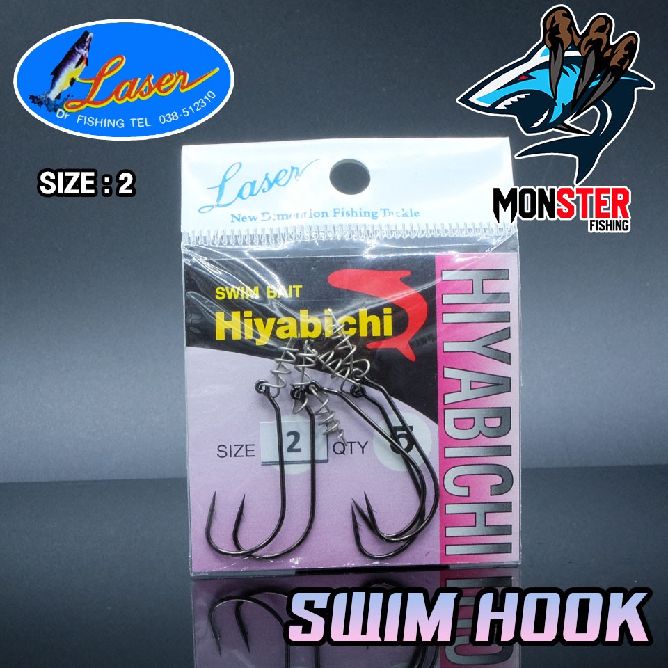 เบ็ดเกี่ยวหนอนยาง ปลายาง สีดำ HIYABICHI SWIM HOOK by LASER (แบบซอง ...
