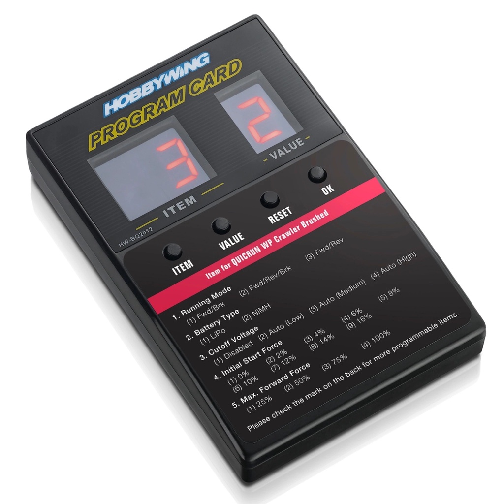 Hobbywing LED Program Card, Platinum V1/V2 series & FlyFun V5 series m ...