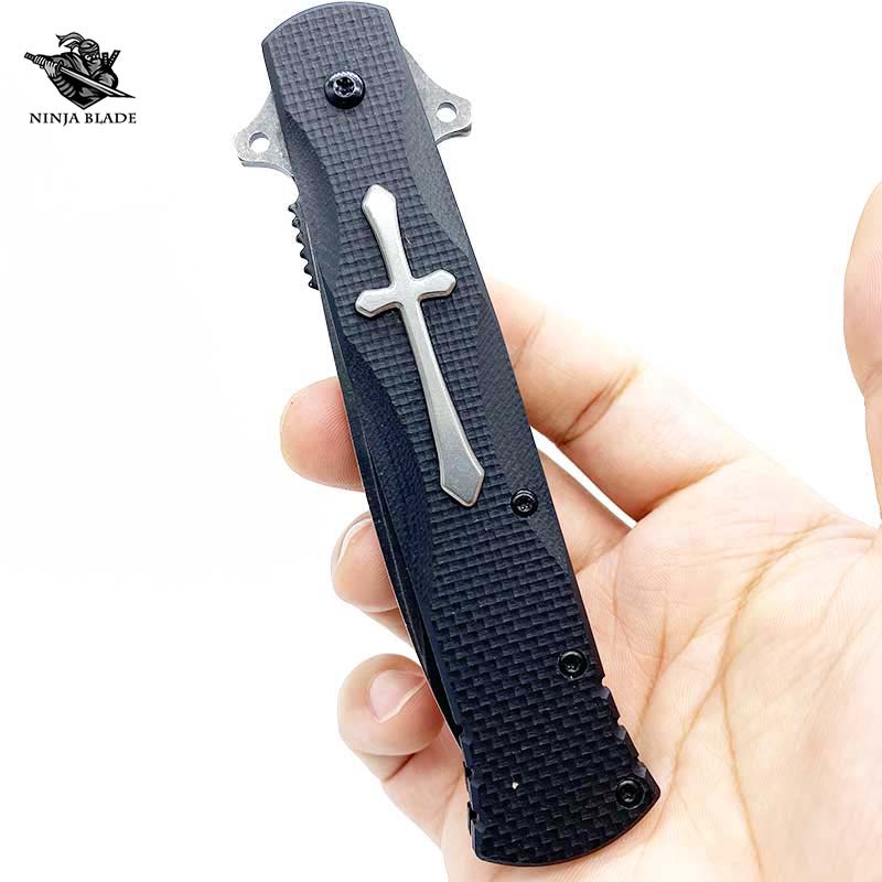 มีดพับCross of Christ Jackknife Portable Folding Knife Hiking G10 ...