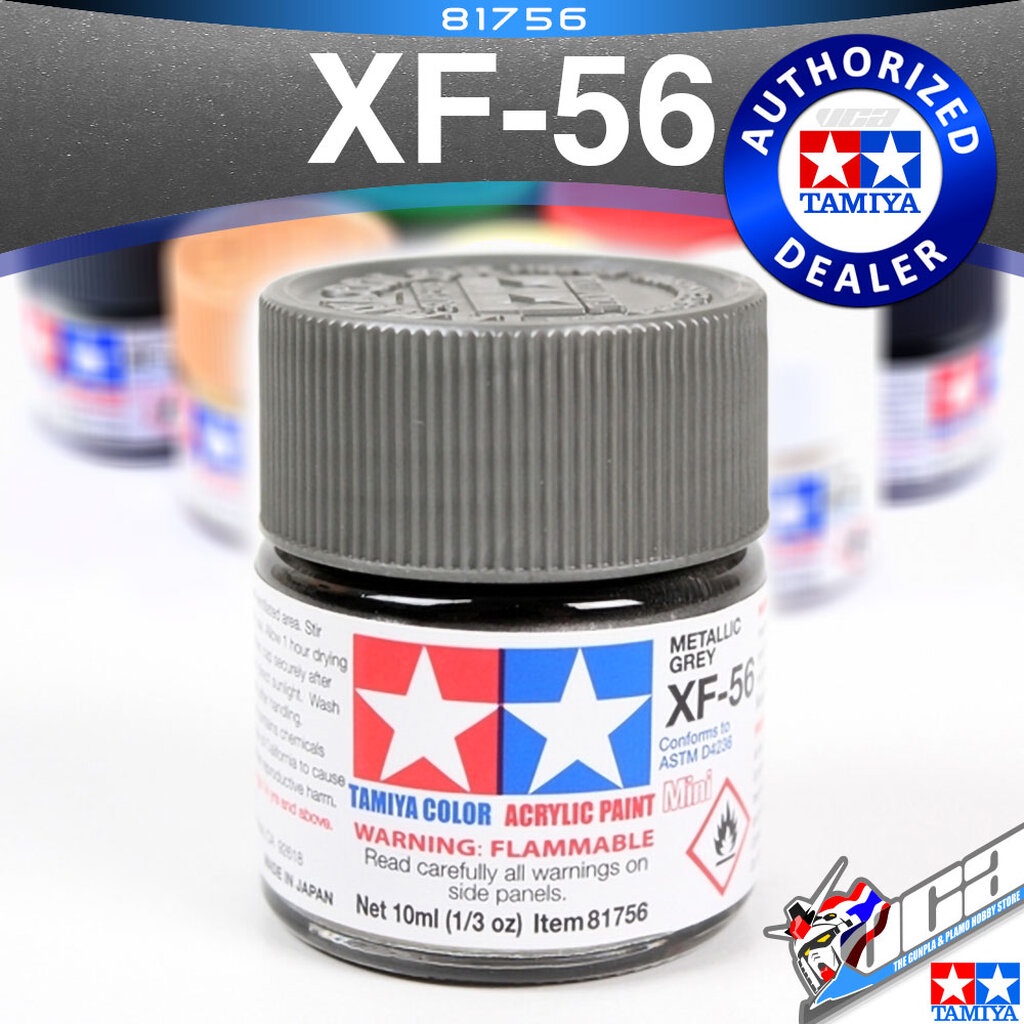 TAMIYA 81756 XF-56 XF56 FLAT METALLIC GREY GRAY MATT MATTE สีเทาเมทัลลิกด้าน ACRYLIC PAINT MINI ...
