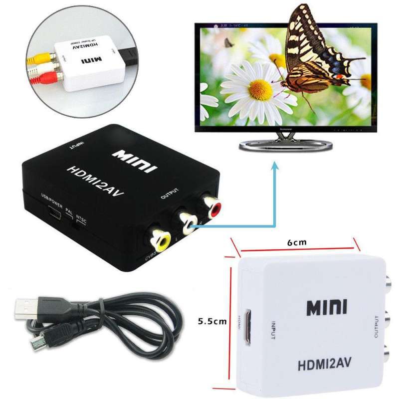 Mini HD 1080P HDTV 2AV Video Converter Box HDTV to RCA AV/CVSB L/R ...