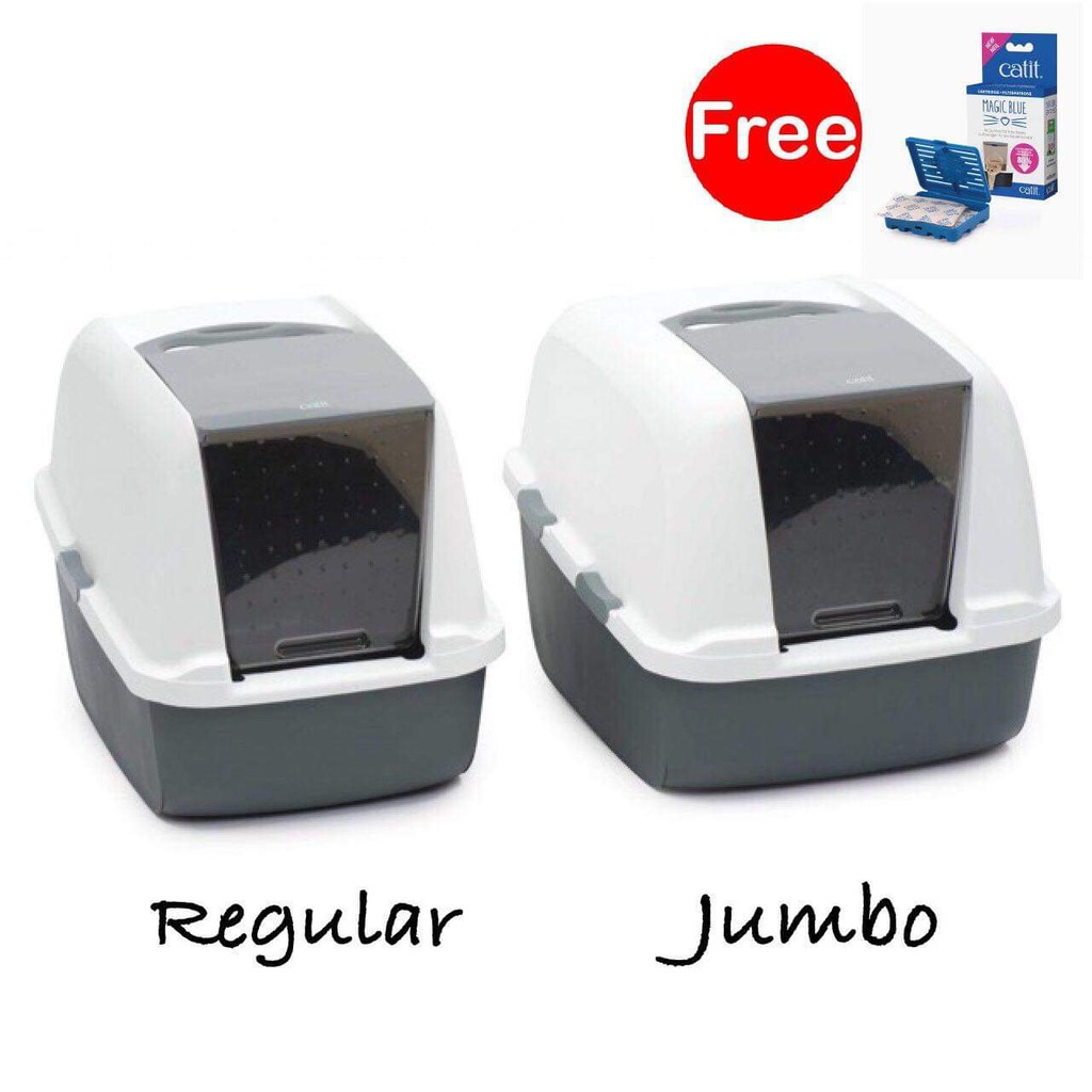 Catit Magic Blue Litter Box Regular, Jumbo ห้องน้ำแมว แถมฟรี! กล่องดัก ...