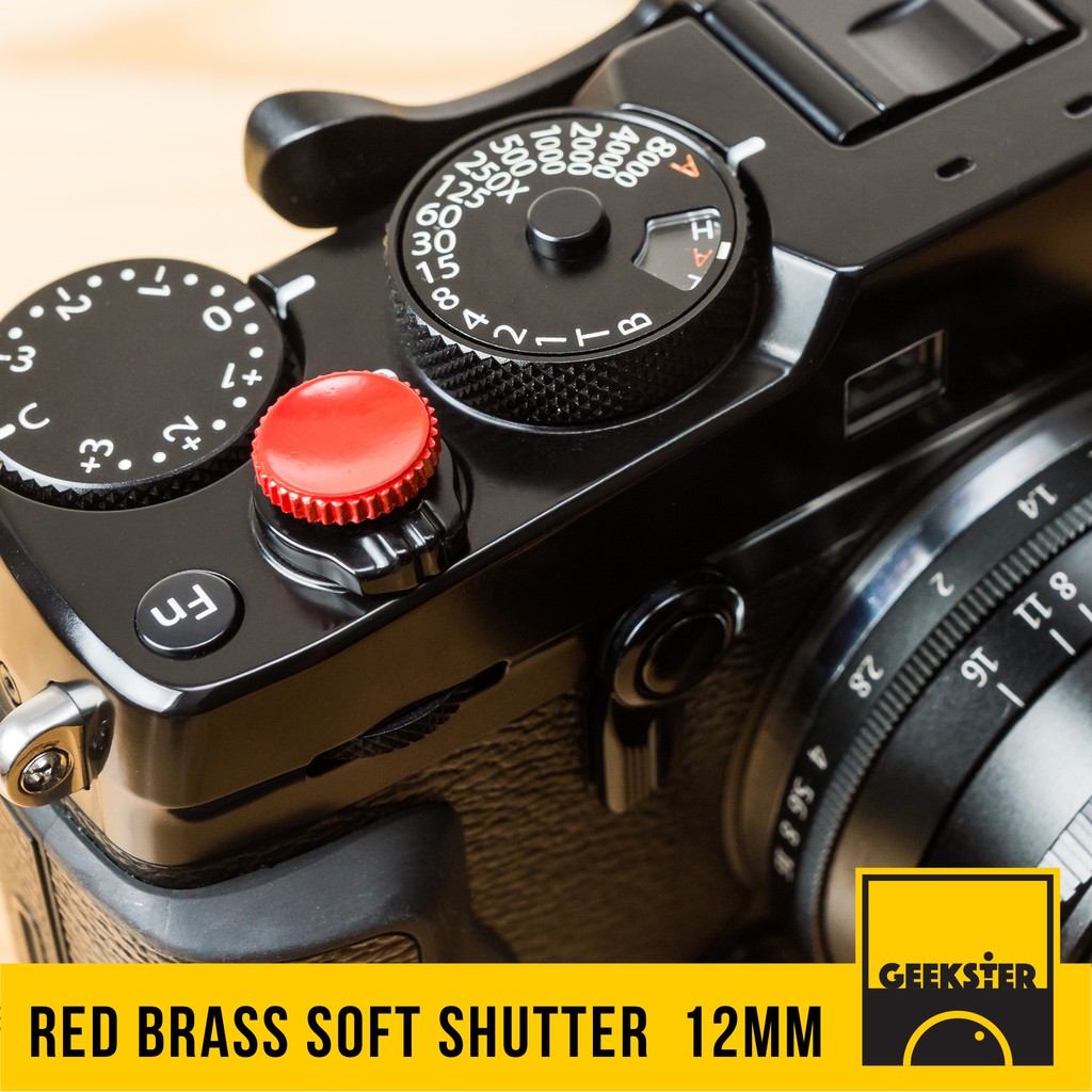 ปุ่ม สีแดง Soft Shutter แบบเว้า ขอบหยัก ทองเหลือง แท้ ( Brass Soft Release Shutter Button ...