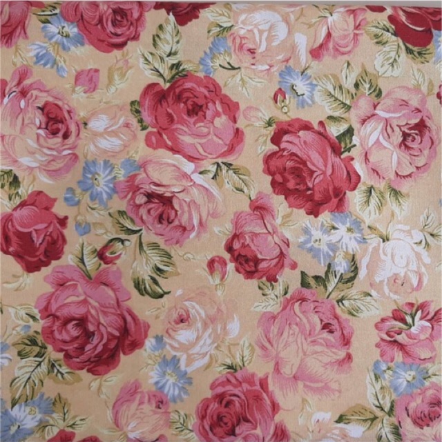 ผ้าคอตตอน100 ลายกุหลาบ พื้นสีครีม (55x45cm) | Shopee Thailand