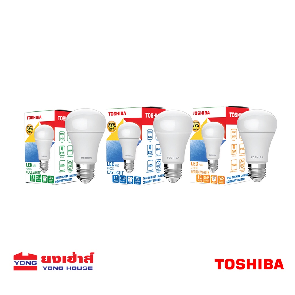 TOSHIBA หลอดไฟ LED A60 G7 11W DL WW CW E27 หลอดไฟโตชิบา โตชิบา | Shopee Thailand