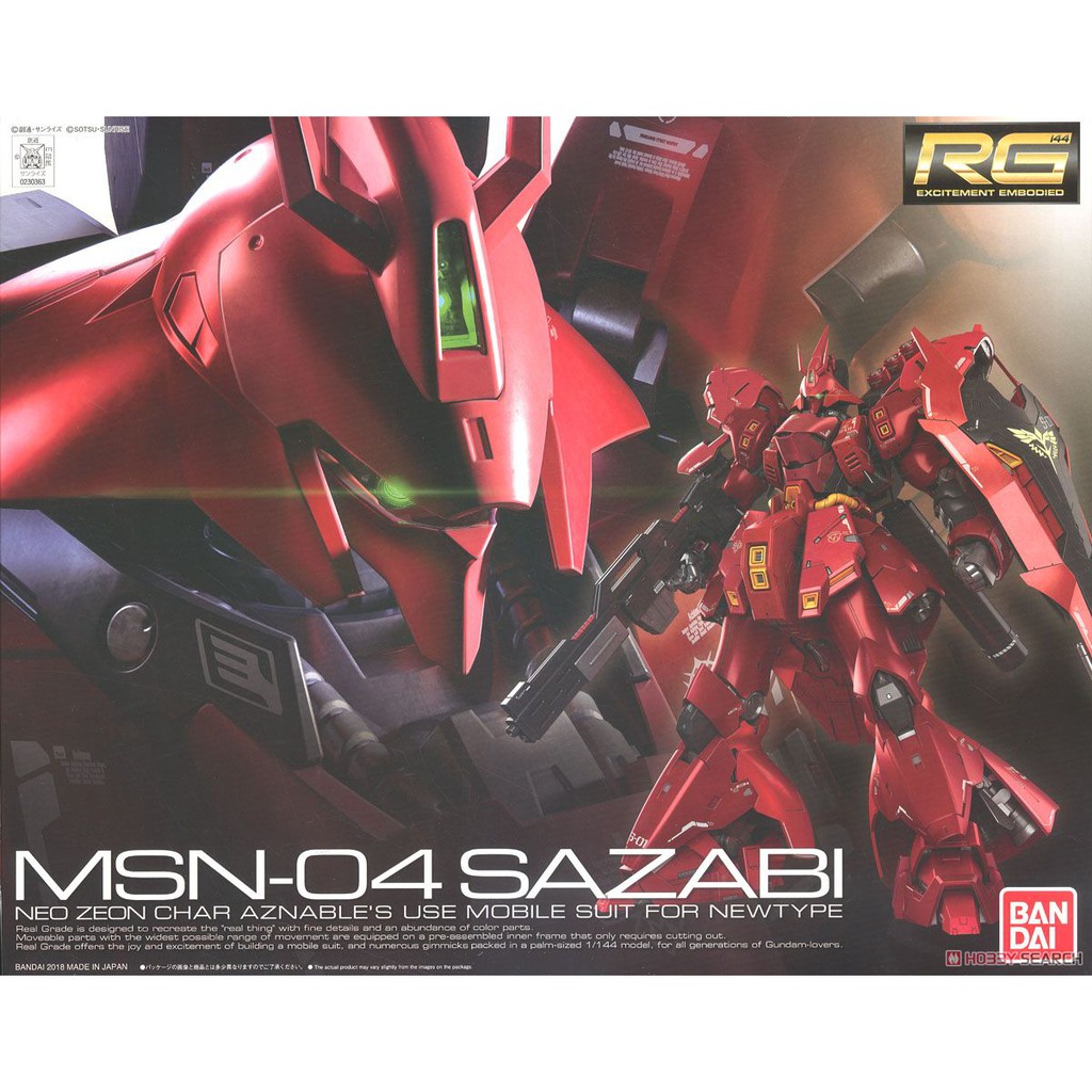 RG 1/144 Sazabi (Gundam Model Kits) | Shopee Thailand