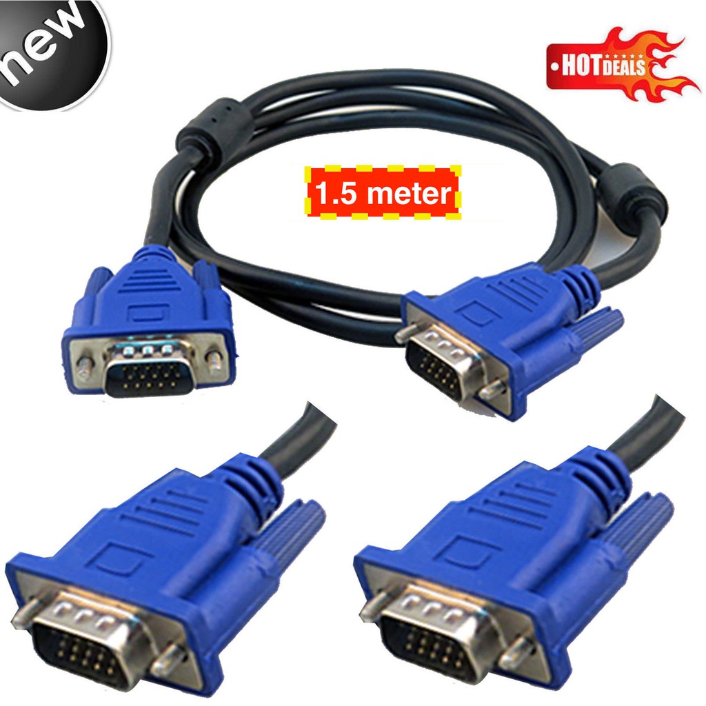 VGA Cable VGA Male to Male D-Sub Cable Lead for PC Monitor Projector ...