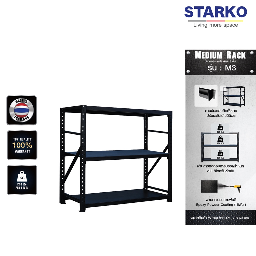 ชั้นวางของ STARKO Medium Rack รุ่น M3 ชั้นเหล็ก ประกอบง่าย ไม่ต้องง้อ ...