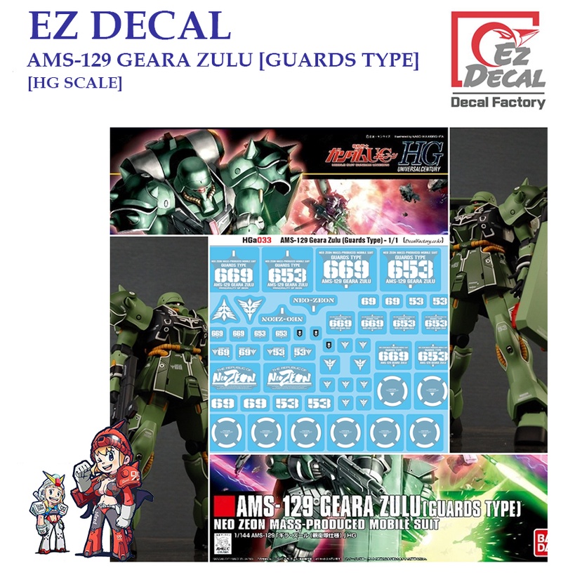 ดีคอลน้ำ [EZ DECAL] T14A AMS-129 GEARA ZULU [GUARDS TYPE] [HG SCALE ...