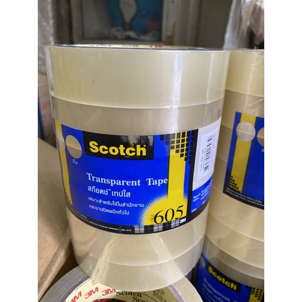 เทปใส สก็อตเทป 3M Scotch 605 ขนาด 1/2นิ้ว 3/4นิ้ว 1 นิ้ว ยาว 66เมตร (1ม้วน) 12/18/24mm. สก็อต ...