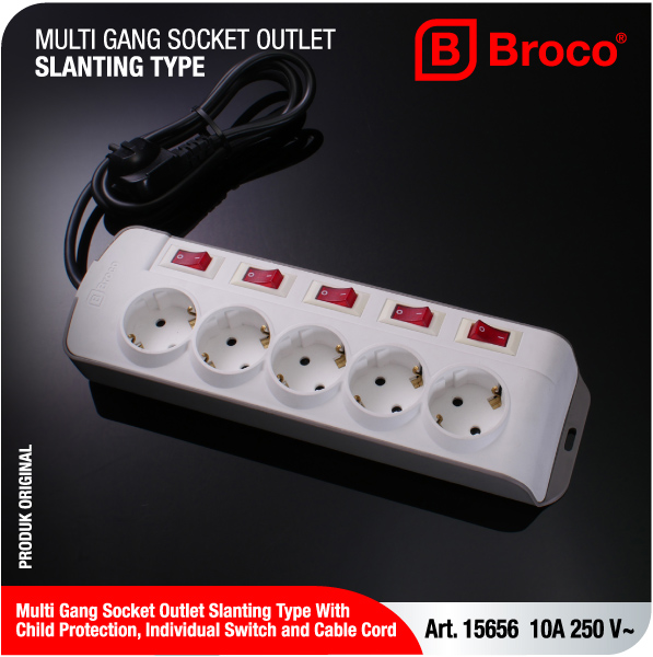Broco Electrical 15656 ซ็อกเก็ตเอียง 5 รู (CP+Indiv. สวิทช์+สาย ...