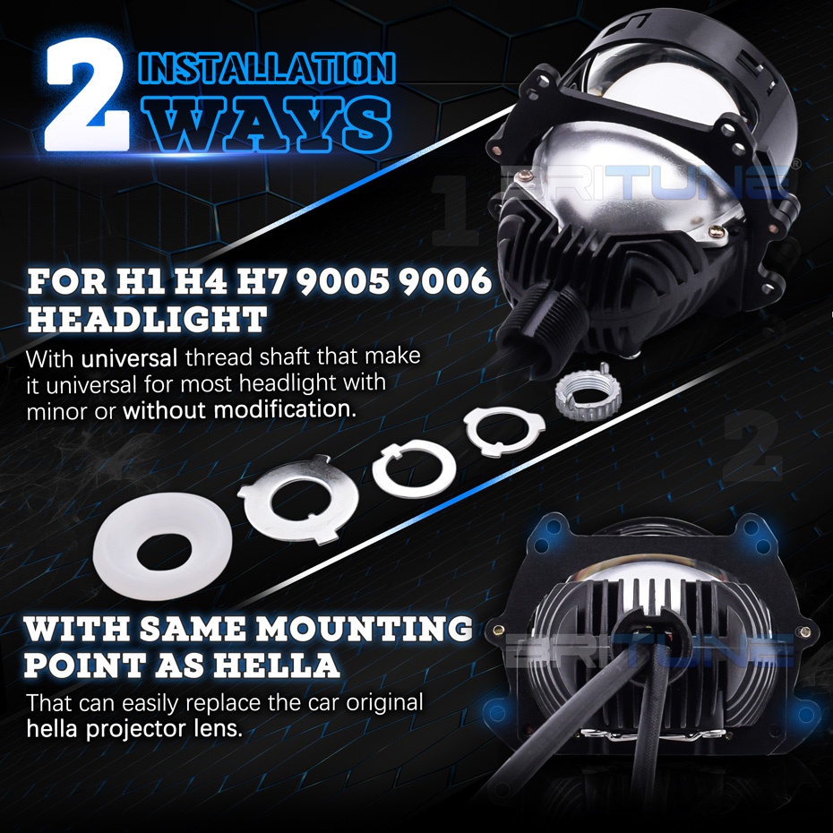 Bi-led เลนส์โปรเจคเตอร์ 3.0 นิ้ว Hella 3R G5 45W LED H4 H7 H1 H11 9005 LED 6000K สําหรับรถยนต์ ...