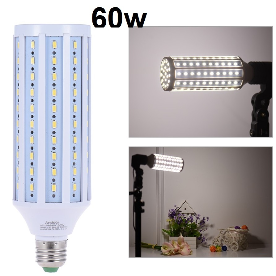 E27 60W 5500K Photography Studio LED Video Light Daylight Corn Lamp ...