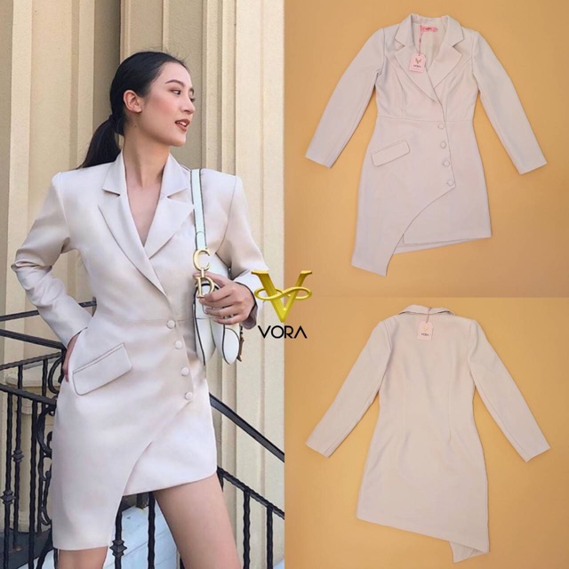 Dressสูทสั้นแขนยาว (S/M/L) ป้าย VORA | Shopee Thailand