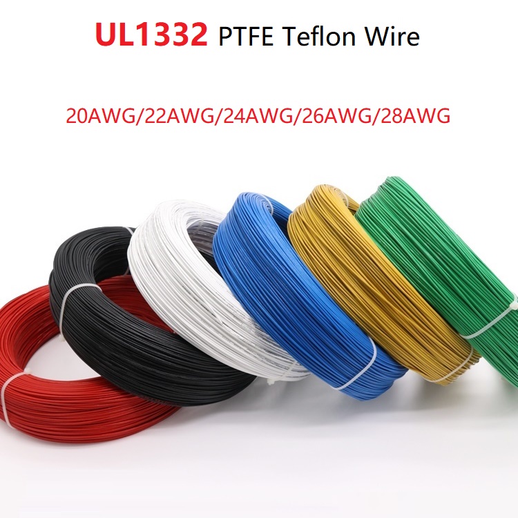 10 เมตร UL1332 PTFE ลวดทองแดงดีบุก 28AWG 26AWG 24AWG 22AWG 20AWG พลาสติกฉนวนอุณหภูมิสูง Electron ...