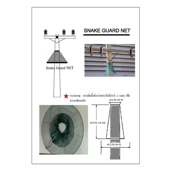 ตาข่ายกันงู Snake Guard Net ตาข่ายกันงูเสาไฟฟ้า ตาข่ายป้องกันสัตว์ปีน ...