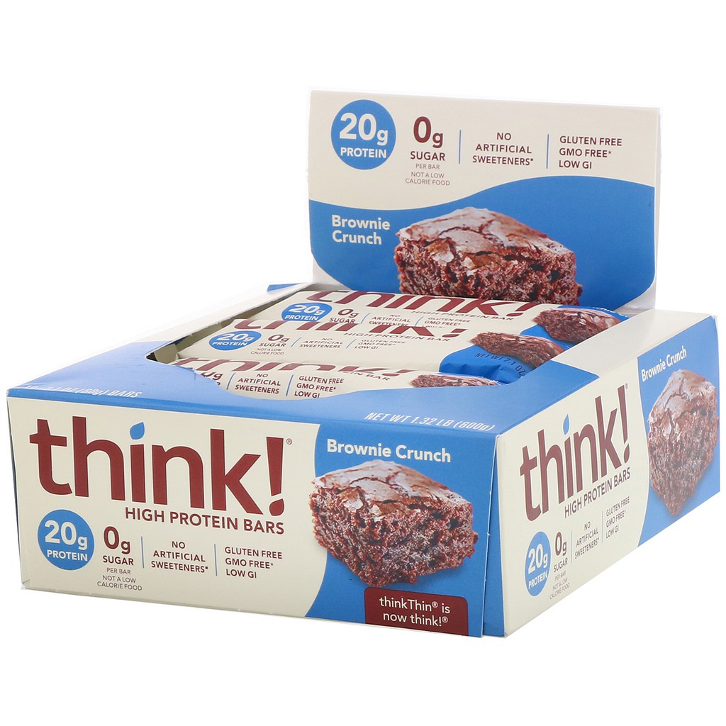 ThinkThin, High Protein Bars, Brownie Crunch, 10 Bars, 2.1 oz (60 g ...