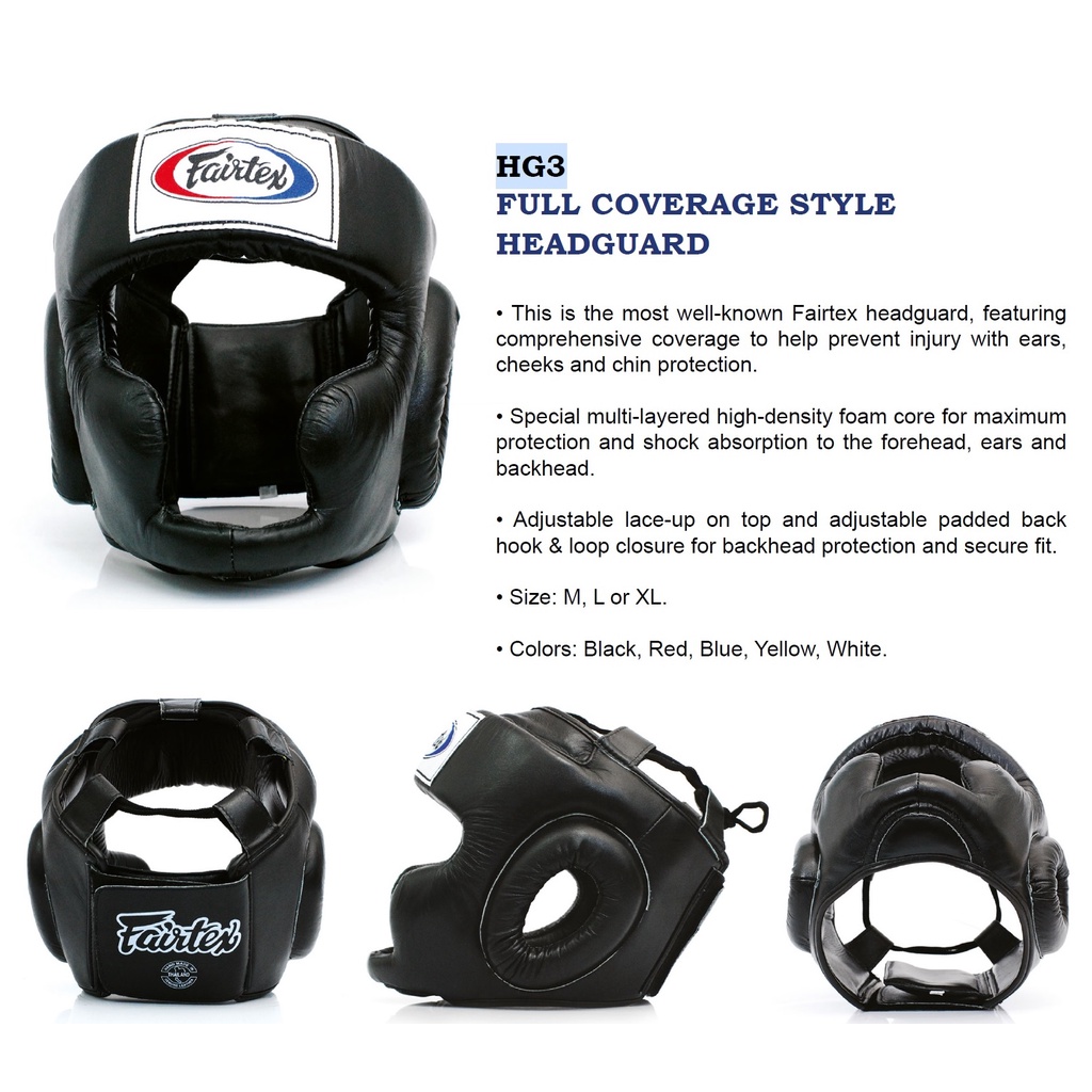 Fairtex muay thai head guard Full coverage style HG3 เฮดการ์ด นักมวย ...