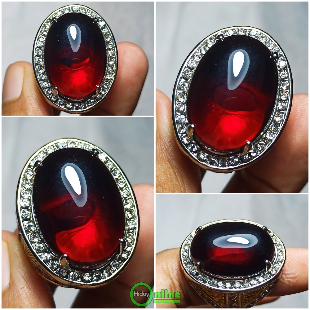 MERAH JUMBO CHINESE SIAM RED STONE RING | Shopee Thailand