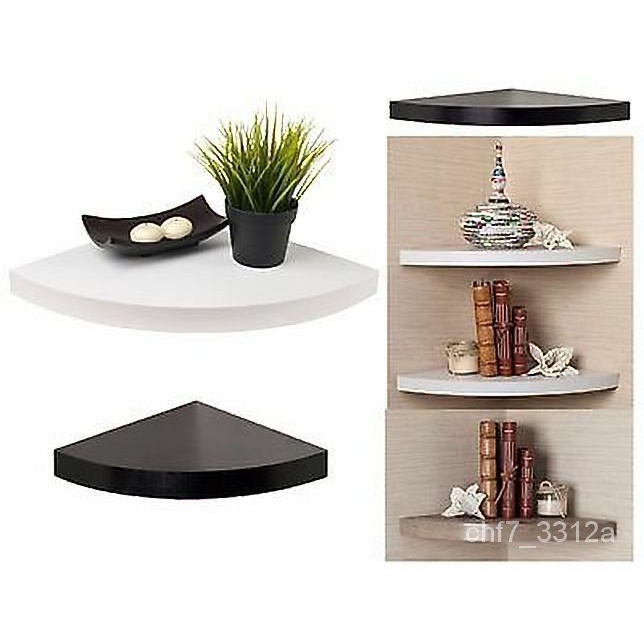 WALL MOUNTED HIGH GLOSS FLOATING CORNER SHELF STORAGE SHELVES DISPLAY ...