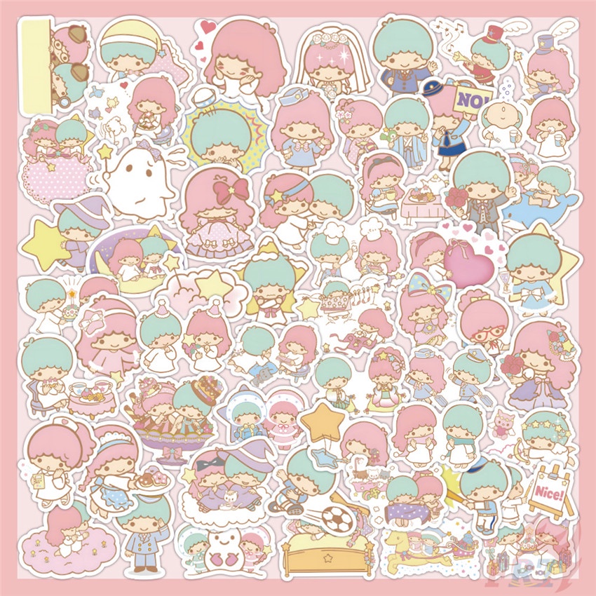 56Pcs/Set ☆ Kiki & Lala Stickers ☆ DIY Fashion Waterproof Decals Doodle ...