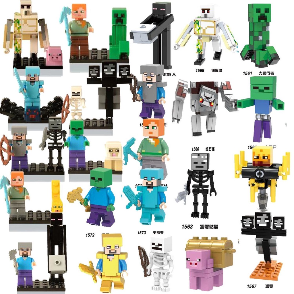Serasi dengan Lego Minecraft Redstone Monster Enderman Wither Skeleton ...