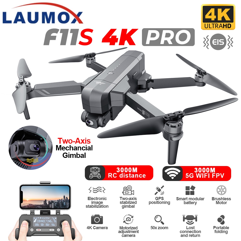 UAVSJRC F11S 4K RO Drone GS 5G WiFi 2 Axis Gimbal With HD Camera F11 4K RO 3KM rofessional RC ...