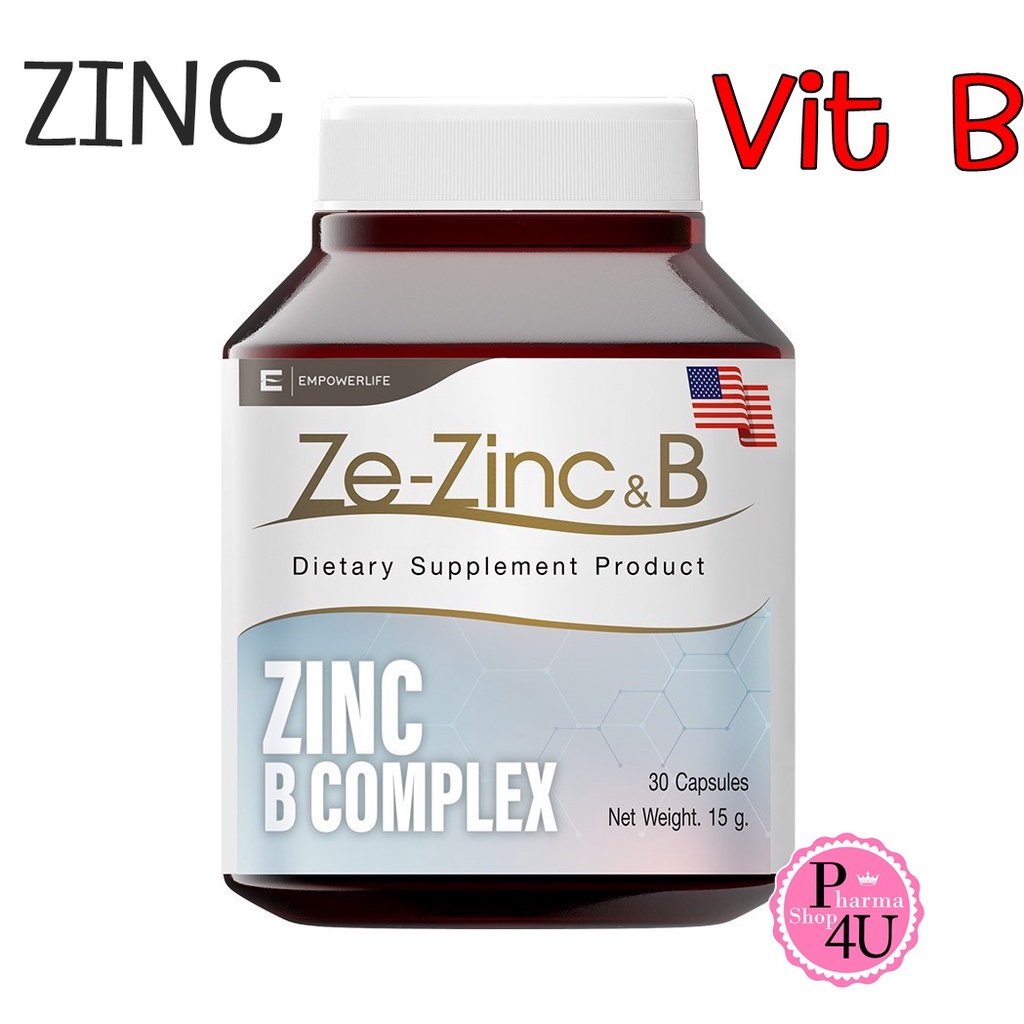 ZE-ZINC&B ZINC B COMPLEX 30เม็ด ซี ซิงค์+วิตามินบี empowerlife [9759 ...