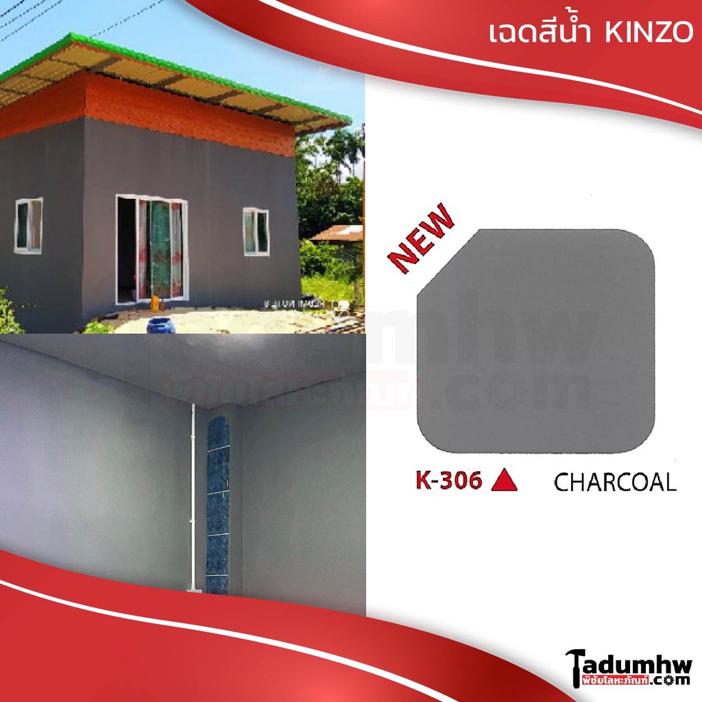 KINZO (18ลิตร) สีน้ำอะคริลิค สีทาบ้าน สีทาภายนอก สีทาภายใน ชนิดด้าน ขนาด 5 แกลลอน (23 กก. ...