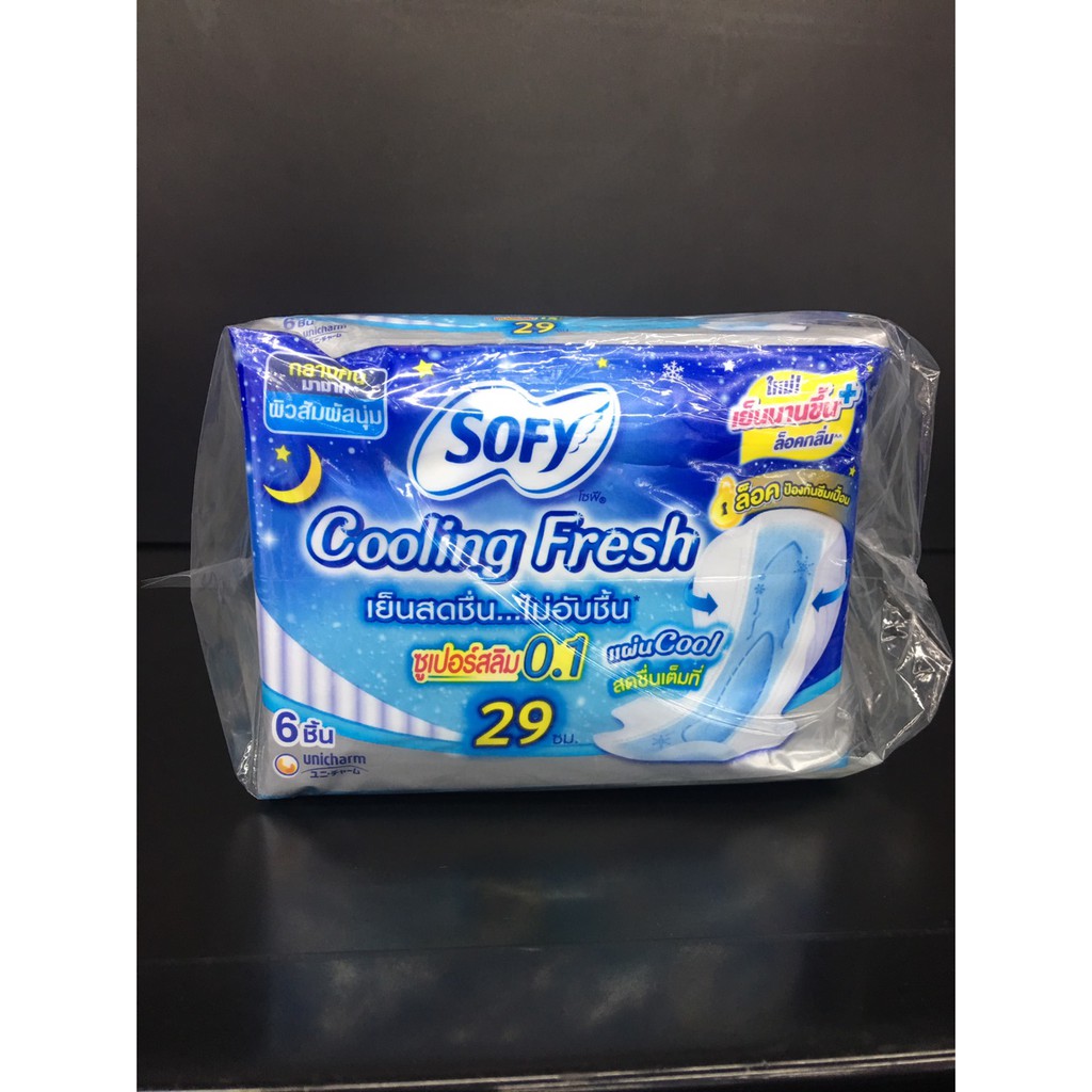 SOFY Cooling Fresh (29 ซม.)ผ้าอนามัย โซฟี คูลลิ่งเฟรช ซูเปอร์สลิม 0.1 (แพ็ค 6 ชิ้น X 6 ห่อ ...