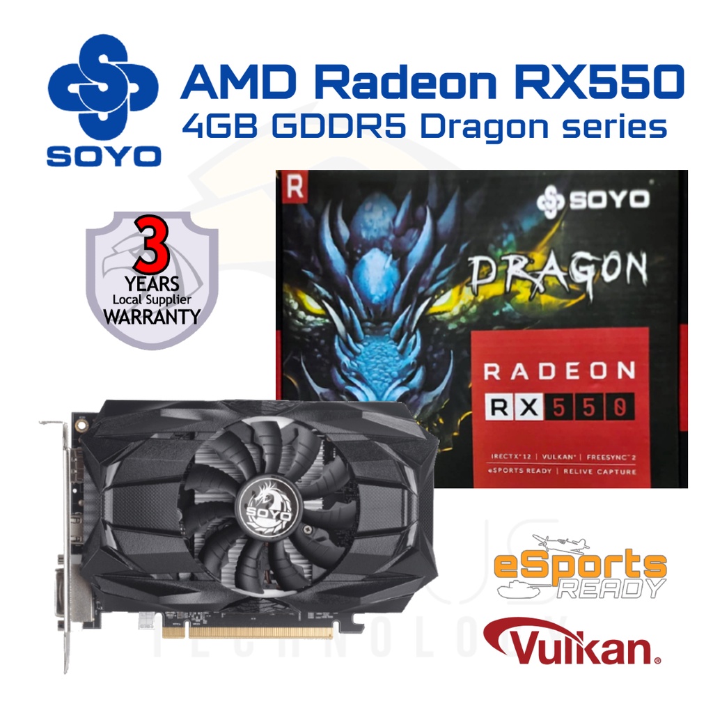 Soyo AMD Radeon RX550 4GB GDDR5 (บริษัท SOYO ตั้งแต่ปี 1985 ) | Shopee ...