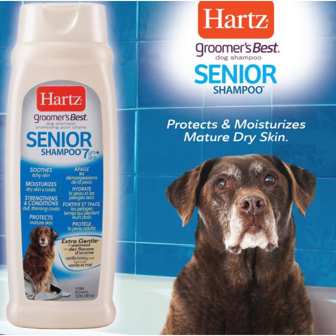 Hartz senior shampoo7+ ขนาด 532ml ฮาร์ท แชมพูสำหรับสุนัขสูงอายุ 7ปีขึ้น ...