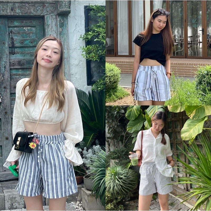 comfie short🧤 กางเกงขาสั้นเอวยางยืด (beamed.bkk) | Shopee Thailand