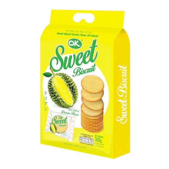 OK Sweet Biscuit Durian Flavor 300g โอเค สวีท บิสกิต กลิ่นทุเรียน ...