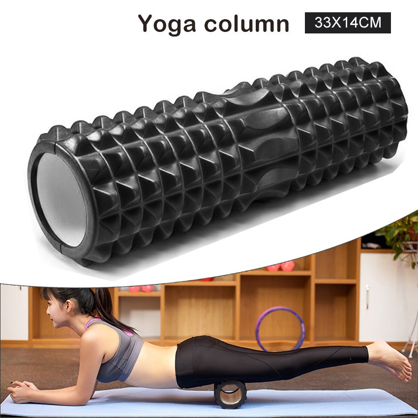 Yoga Foam Roller Massage สายรัด EOSM ฟิตเนสโยคะ สีดำ EVA Floating Point Yoga Foam Roller Physio ...