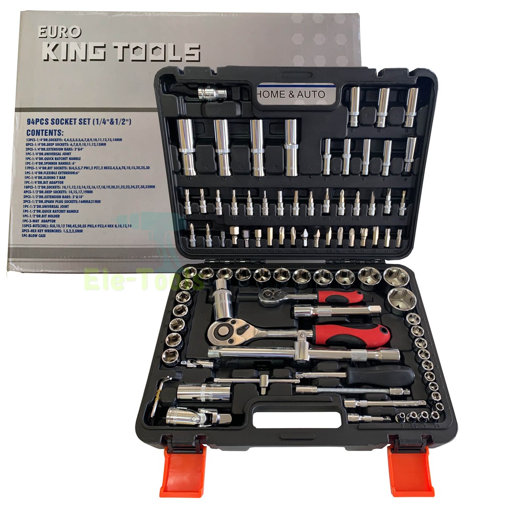 EURO KING TOOLS ชุดเครื่องมือ ประแจ ชุดบล็อก 94 ชิ้น แกน 1/4" และ 1/2 ...