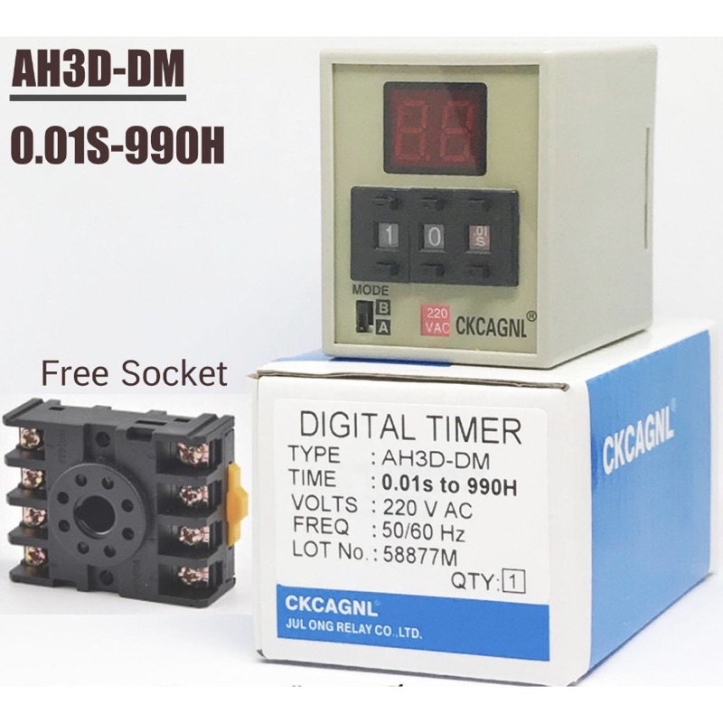 Timer ไทม์เมอร์ CIKACHI AH3D-DM แถม Socket จอแสดงผล LED 220vac | Shopee Thailand