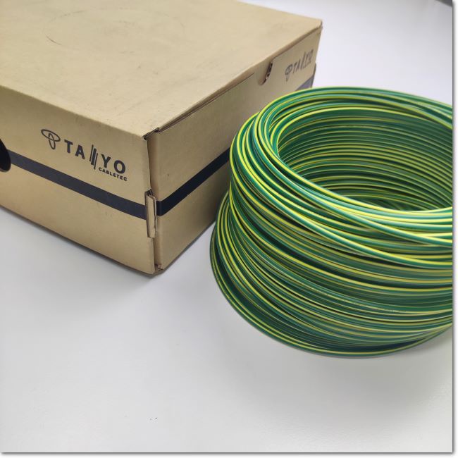 KIV(AY)LF 1.25 sq. Green/Yellow สายไฟญี่ปุ่น สเปค 1 box = 100 m./ 2.0 kg ,Taiyo | Shopee Thailand