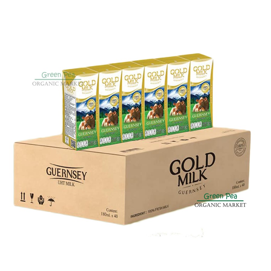 Gold Milk น้ำนมโคแท้ 100% [ยกลัง 40 กล่อง]180ml. ผู้แพ้นมวัวดื่มได้ Guernsey UHT | Shopee Thailand