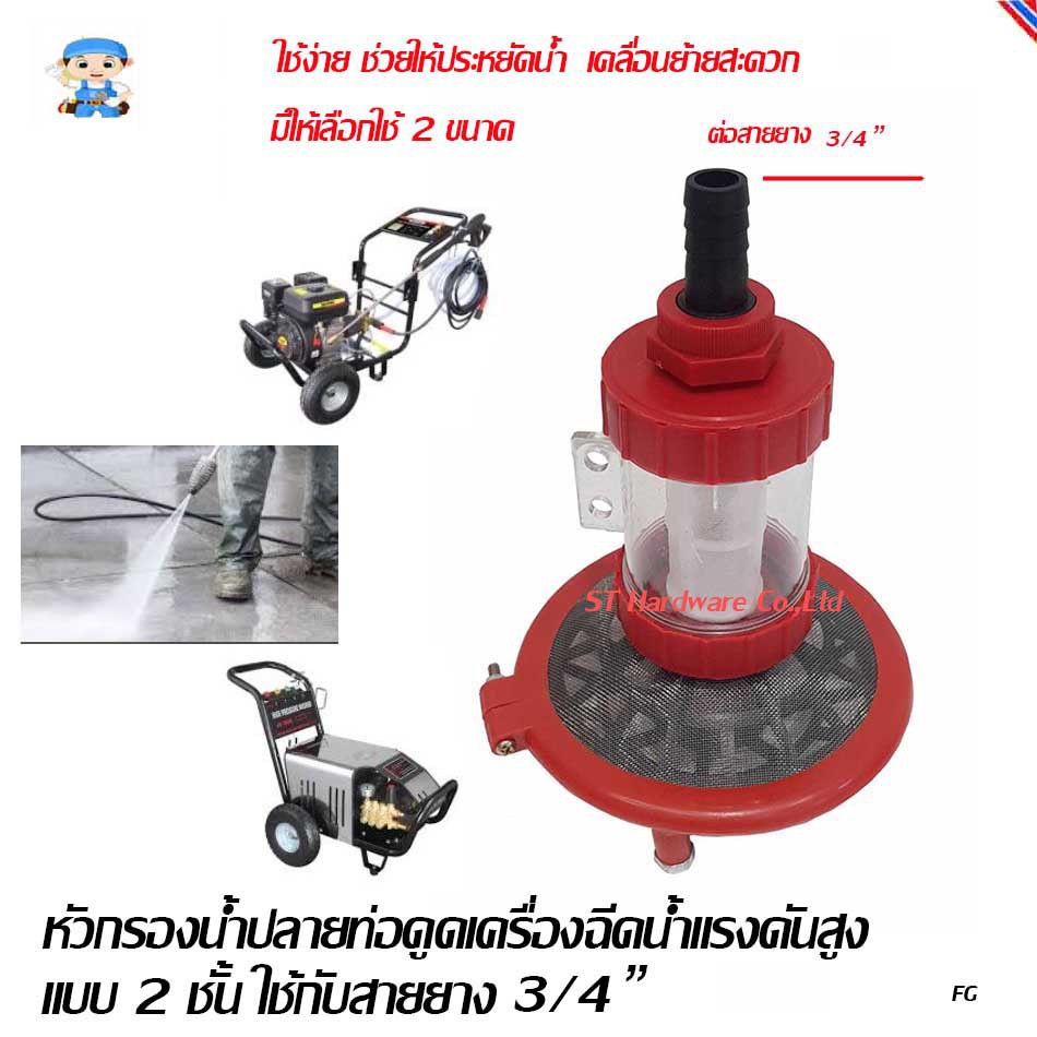 ST Hardware Nikken หัวกรองน้ำปลายท่อดูดเครื่องฉีดน้ำแรงดันสูงแบบ 2 ชั้น ใช้กับสายยาง 3/4"รุ่น ...