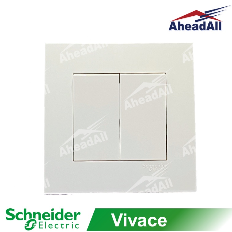 ชุดสวิตช์ทางเดียว 2 ช่อง Vivace Schneider KB32_1_WE KB32_1_AS | Shopee ...