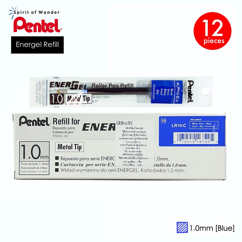 Pentel ไส้ปากกาหมึกเจล เพนเทล Energel LR10 1.0mm (กล่องละ 12 ไส้) | Shopee Thailand