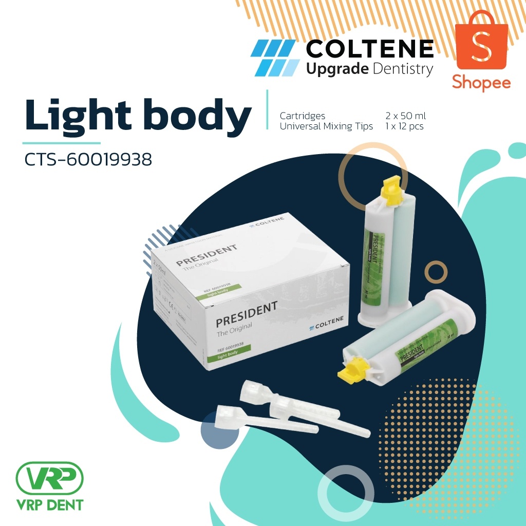 PRESIDENT Light Body 2x50 ml A Silicone วัสดุพิมพ์แบบใช้ปืน สีเขียว CTS ...