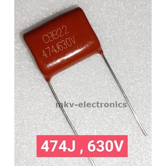 (10ตัว) 474J 630V , 0.47uf , 474 , ระยะขา2เซนติเมตร Mylar Capacitor ...