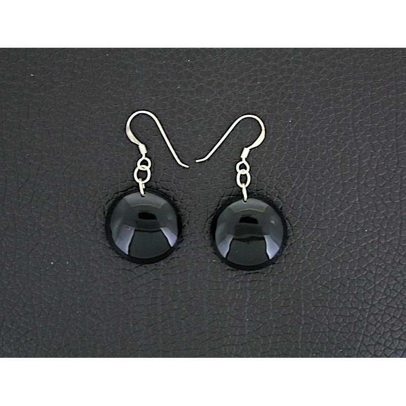 ต่างหูหินสี กลม 20 mm. ขอเกี่ยวเงินแท้ 925 หินเจียด้วยมือ Stone silver ...