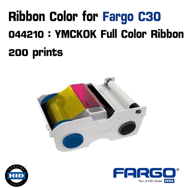 หมึก Fargo C30 044210 Fargo YMCKOK Full Color Ribbon 200 prints สำหรับ ...