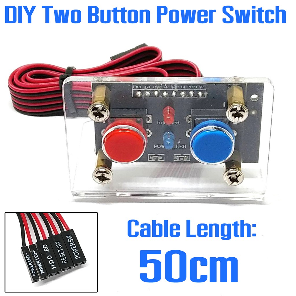 Computer Desktop DIY Two Button Power Switch Buttons / Restart Reset ...